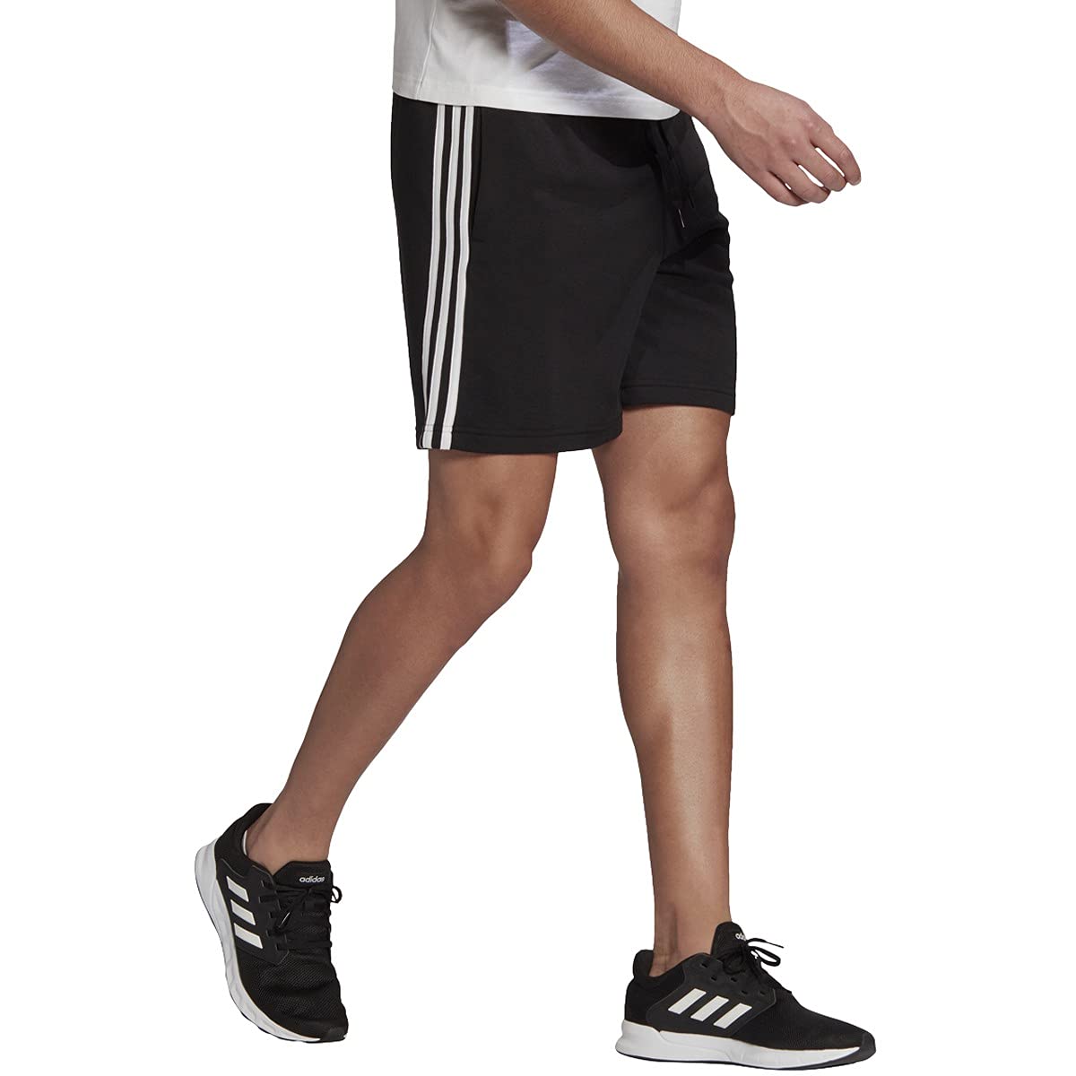 adidas,mens,3-Stripes French Terry Shorts,Black/White,Medium