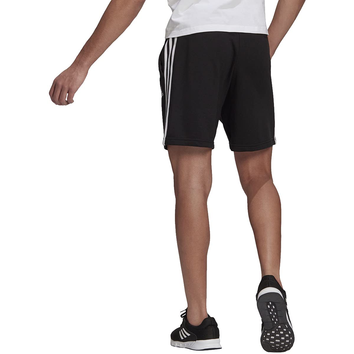 adidas,mens,3-Stripes French Terry Shorts,Black/White,Medium