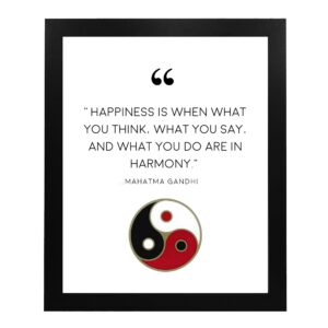 Happiness When You Think Say & Do In Harmon - Mahatma Gandhi Spiritual Inspirational Wall Art, Positive Affirmations Wall Decor Print For Home Decor, Living Room Decor & Yoga Decor, Unframed - 8x10