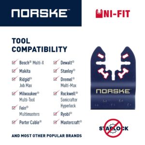 Norske Tools NOTP276 1 1/4 inch Flush Cut Oscillating Multi Tool Accessory Blade Universal Fit for Wood (10pc Pack) | Oscillating Saw Blades