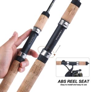 Sougayilang Fishing Rods Graphite Lightweight Ultra Light Trout Rods 2 Pieces Cork Handle Crappie Spinning Fishing Rod(6'0'')