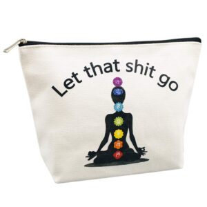 Yoga Gift for Yoga Instructor Yoga Accessories Women Funny Meditation Gifts Zen Gifts Let That Go Makeup Bag Cosmetic Bag Pouch Tote Bag Travel Bag for Birthday Christmas Gifts