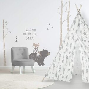 Levtex Baby - Woodland Scene Peel & Stick Large Decals - Grey, Taupe, Charcoal - I Love You More Than I Can Bear