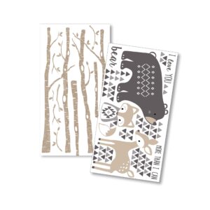 Levtex Baby - Woodland Scene Peel & Stick Large Decals - Grey, Taupe, Charcoal - I Love You More Than I Can Bear