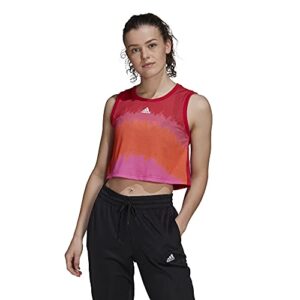 adidas womens farm crop tank bold red/white x-small