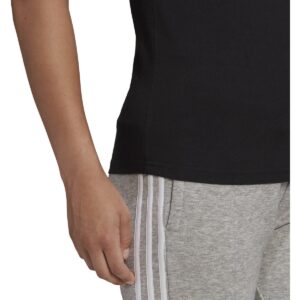 adidas womens Essentials Slim 3-stripes Tee Shirt, Black/White, Large US