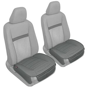 motor trend seat covers for cars trucks suv, faux leather 2-pack gray padded car seat covers with storage pockets, premium interior seat cover