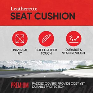 Motor Trend Seat Covers for Cars Trucks SUV, Faux Leather 2-Pack Gray Padded Car Seat Covers with Storage Pockets, Premium Interior Seat Cover