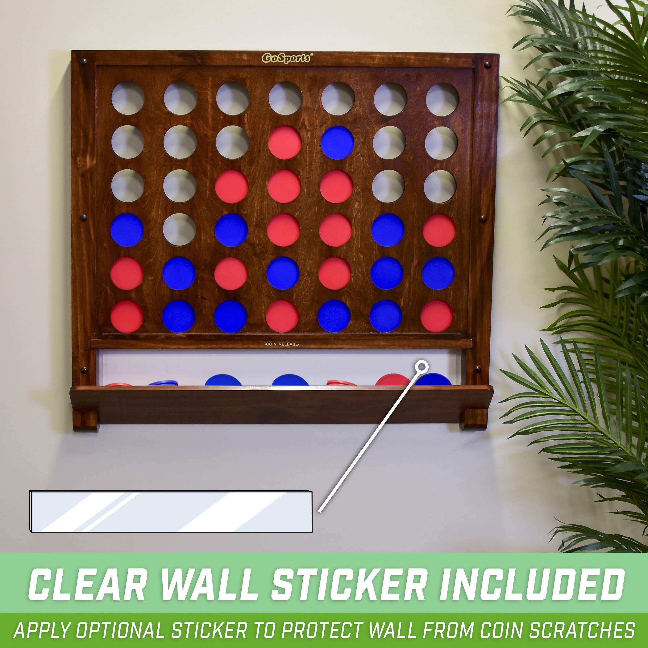 GoSports Wall Mounted Giant 4 in a Row - Jumbo Four in a Row with Coins - Choose Your Style