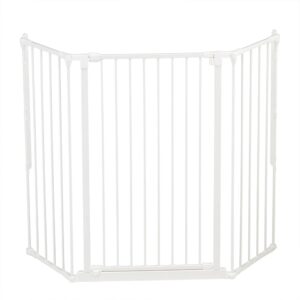 scandinavian pet design large metal pet gate, 87.8" w x 41.0" h, adjustable wall-mounted tall pet gate, white