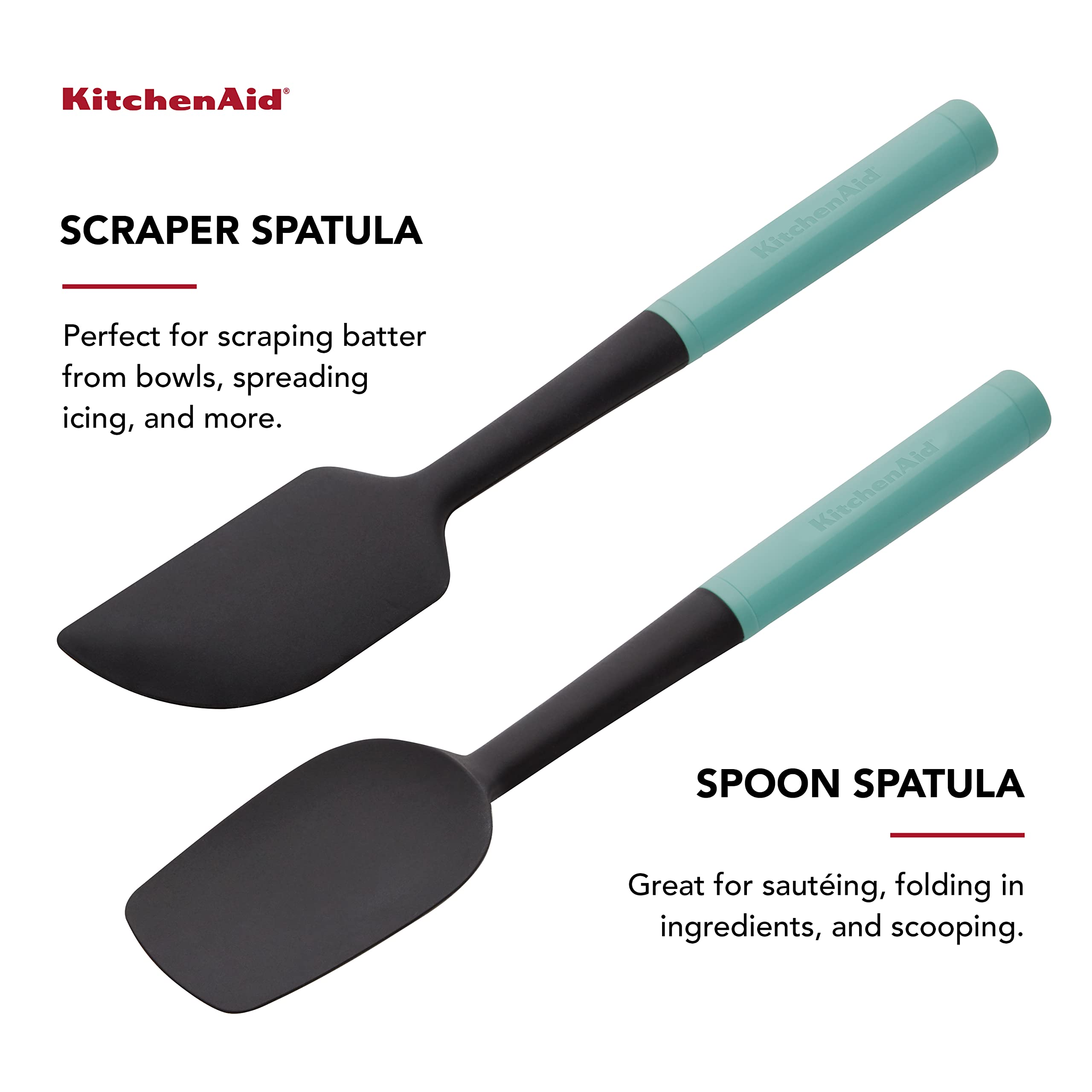 KitchenAid KQ437OHAQA Universal Spatula Set, 2-Piece, Aqua