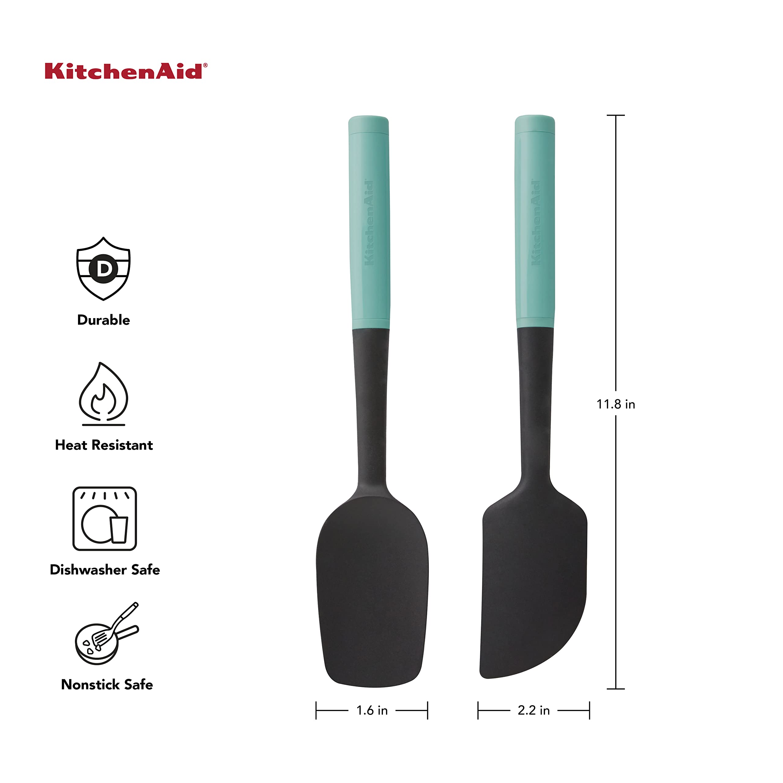 KitchenAid KQ437OHAQA Universal Spatula Set, 2-Piece, Aqua