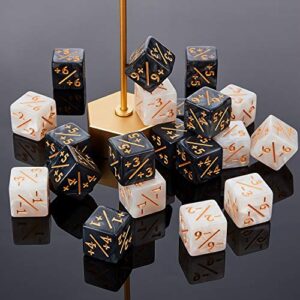 24 Pieces Dice Counters Token Dice Loyalty Dice Marble D6 Dice Cube Compatible with MTG, CCG, Card Gaming Accessory