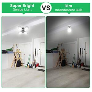 LED Garage Light 100W, 2020 Upgraded Adjustable 4 Panels Super Bright Garage Ceiling Lighting, E26 Screw in Deformable 96 LED Work Light for Garage, Shop, Basement, Workbench, Attic, Gym, Barn Lights