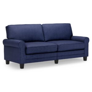 serta copenhagen 78" sofa - pillowed back cushions and rounded arms, durable modern upholstered fabric - navy blue