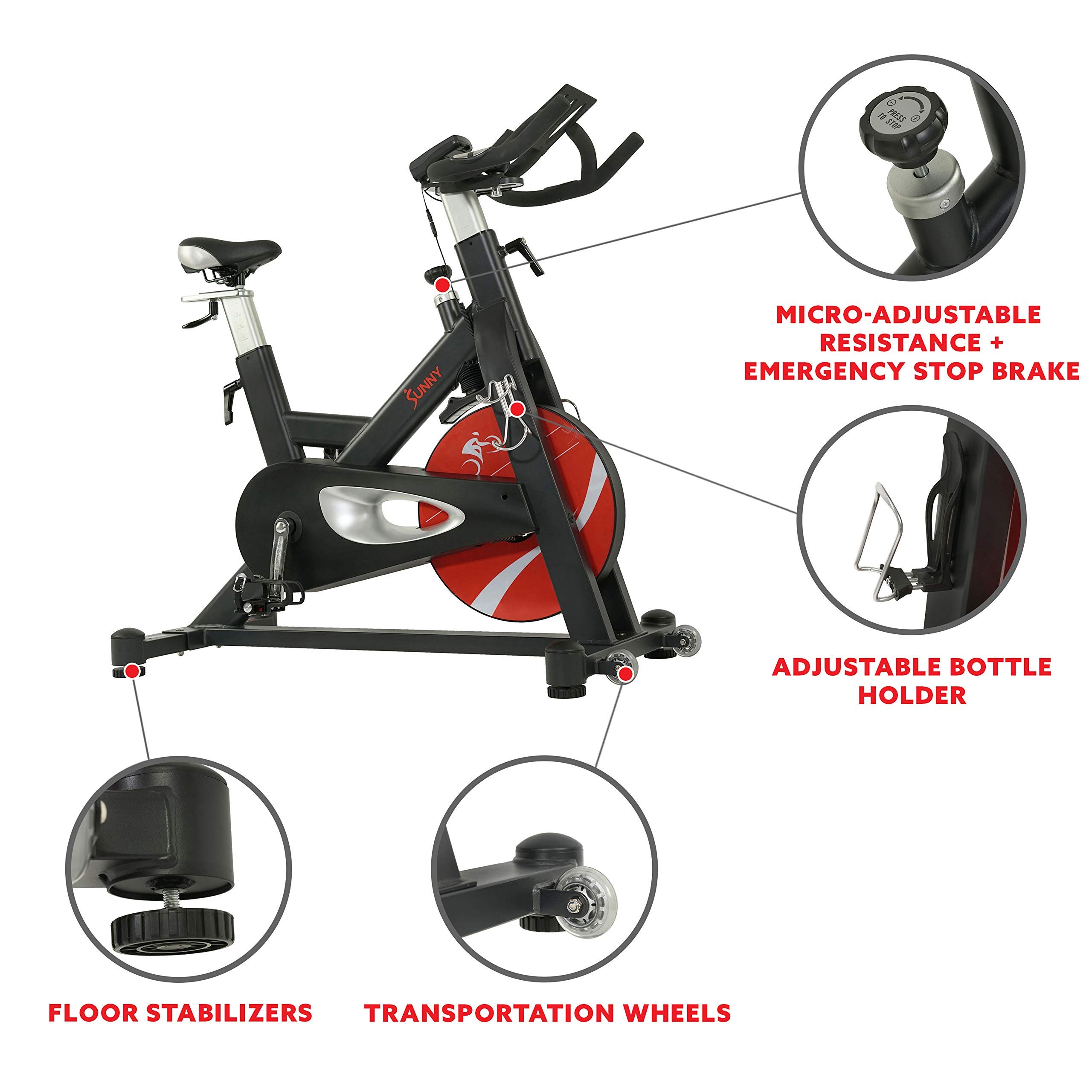 Sunny Health & Fitness Evolution Pro II Magnetic Belt Drive Indoor Cycling Bike - SF-B1986