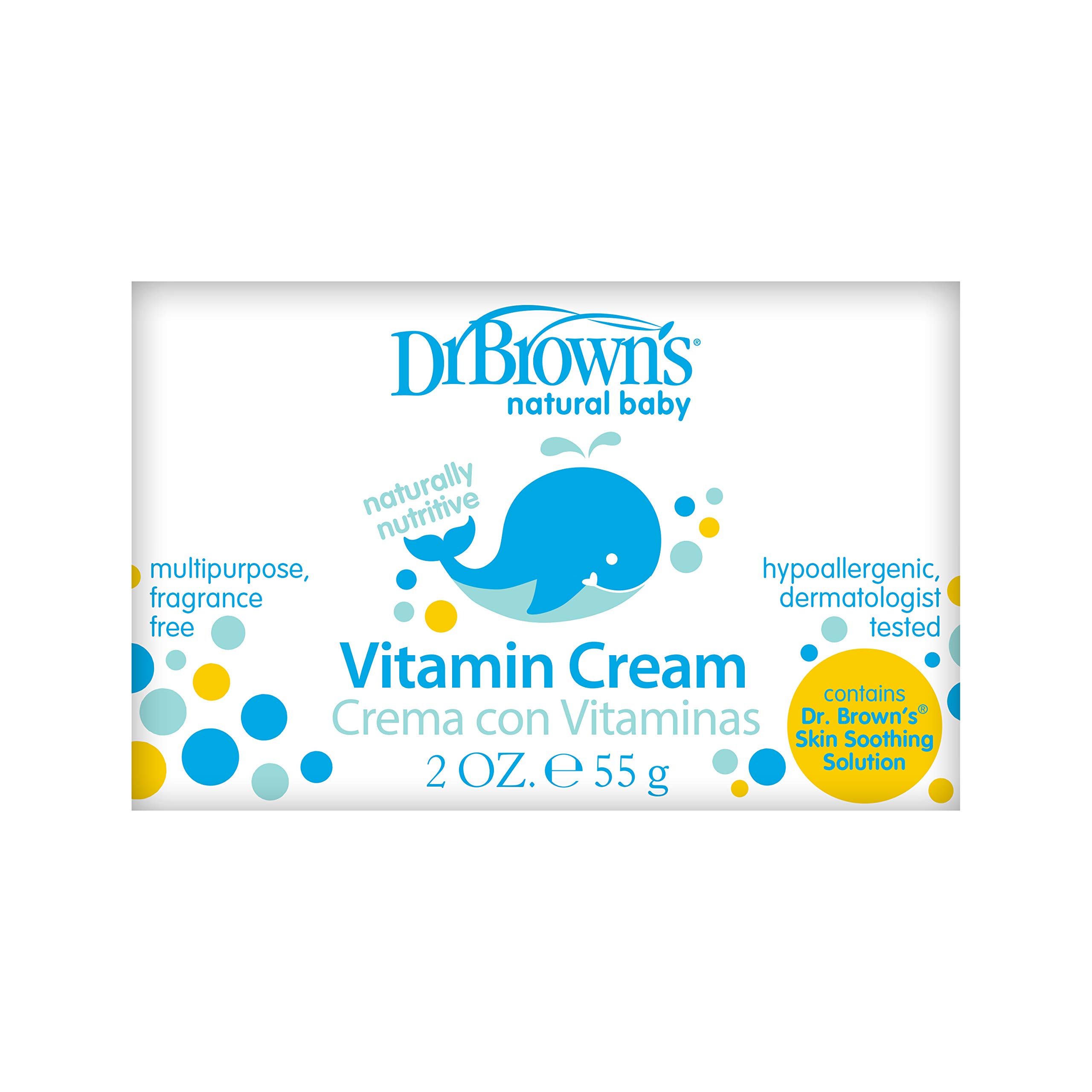 Dr. Brown's All Natural Multipurpose, Fragrance-Free, Hypoallergenic Vitamin Baby Cream, 2oz/55g