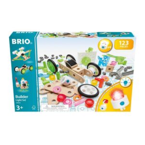 brio 34593 builder light set | wooden toy train set for kids age 3 and up