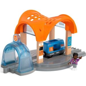 BRIO 33973 Smart Tech Sound Action Tunnel Station | Wooden Toy Train Set for Kids Age 3 and Up