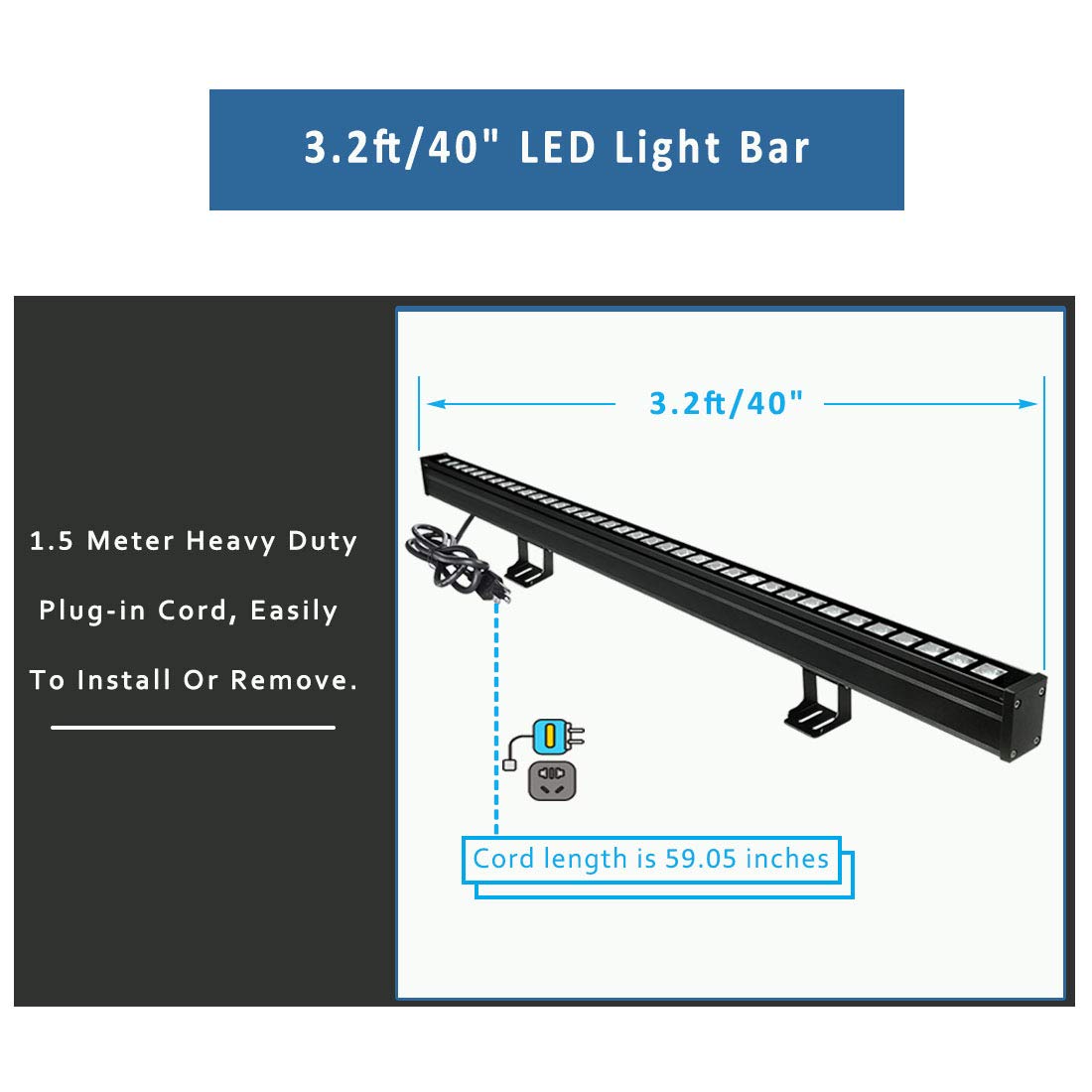 YRXC New Upgraded Wall Washer LED Lights with 10x60° Wide Angle, 36W 5000K Daylight Wall Washer Light, IP65 Waterproof Outdoor Indoor Bar Lights, 120V LED Light Bar for Display Sign Wall Lighting