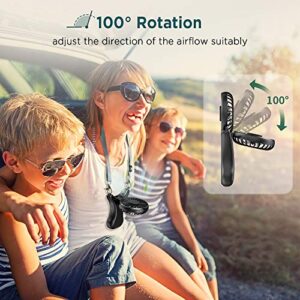 Necklace Fan, EasyAcc Hand Free Fan Rechargeable Fan 3 Speed 3-17 Hours Adjustable 100° Angle Personal Fan Built-in Night Light USB Fan Cooling Fan for Camping Outdoors Travel - Black