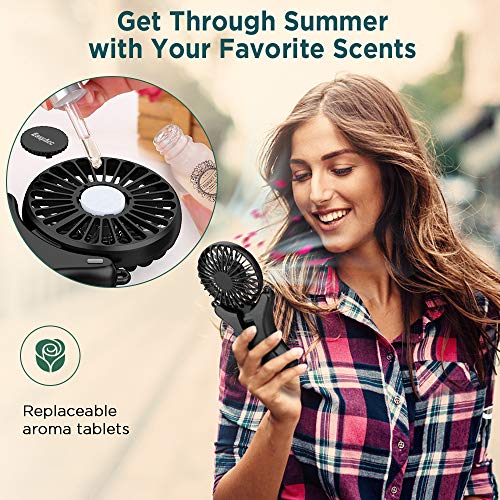 Necklace Fan, EasyAcc Hand Free Fan Rechargeable Fan 3 Speed 3-17 Hours Adjustable 100° Angle Personal Fan Built-in Night Light USB Fan Cooling Fan for Camping Outdoors Travel - Black