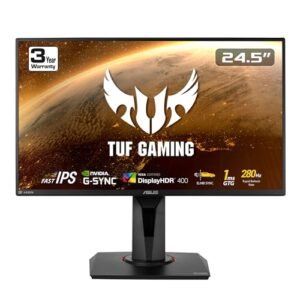 asus tuf gaming vg259qm 24.5” monitor, 1080p full hd (1920 x 1080), fast ips, 280hz, g-sync compatible, extreme low motion blur sync,1ms, displayhdr 400, eye care, displayport hdmi black