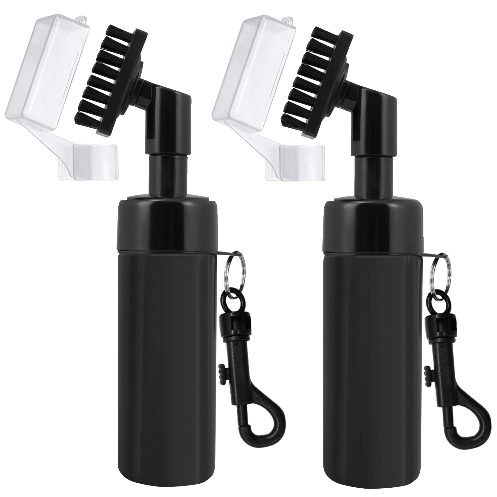 Golf Club Cleaner Brush with 5 Ounces of Water Ball Clubs Cleaning Aids Golfing Accessories for Men Women (2 Pack Black Water Brush)