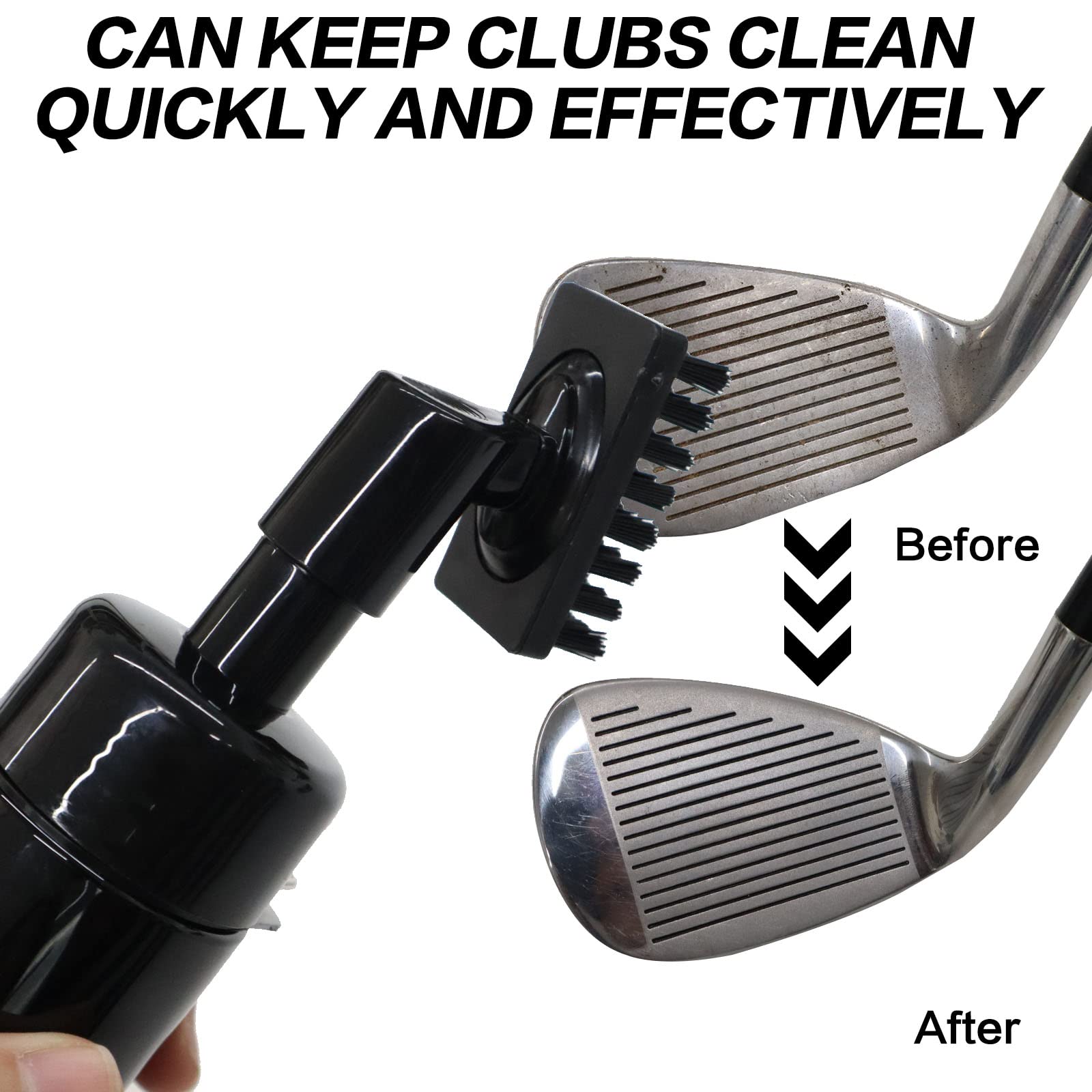 Golf Club Cleaner Brush with 5 Ounces of Water Ball Clubs Cleaning Aids Golfing Accessories for Men Women (2 Pack Black Water Brush)