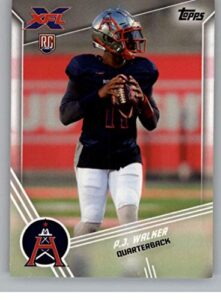 2020 topps xfl football #123 p.j. walker rc rookie card houston roughnecks official "xtra-fun football league" trading card