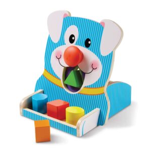 melissa & doug first play wooden spin & feed shape sorter, multicolor (ffp)