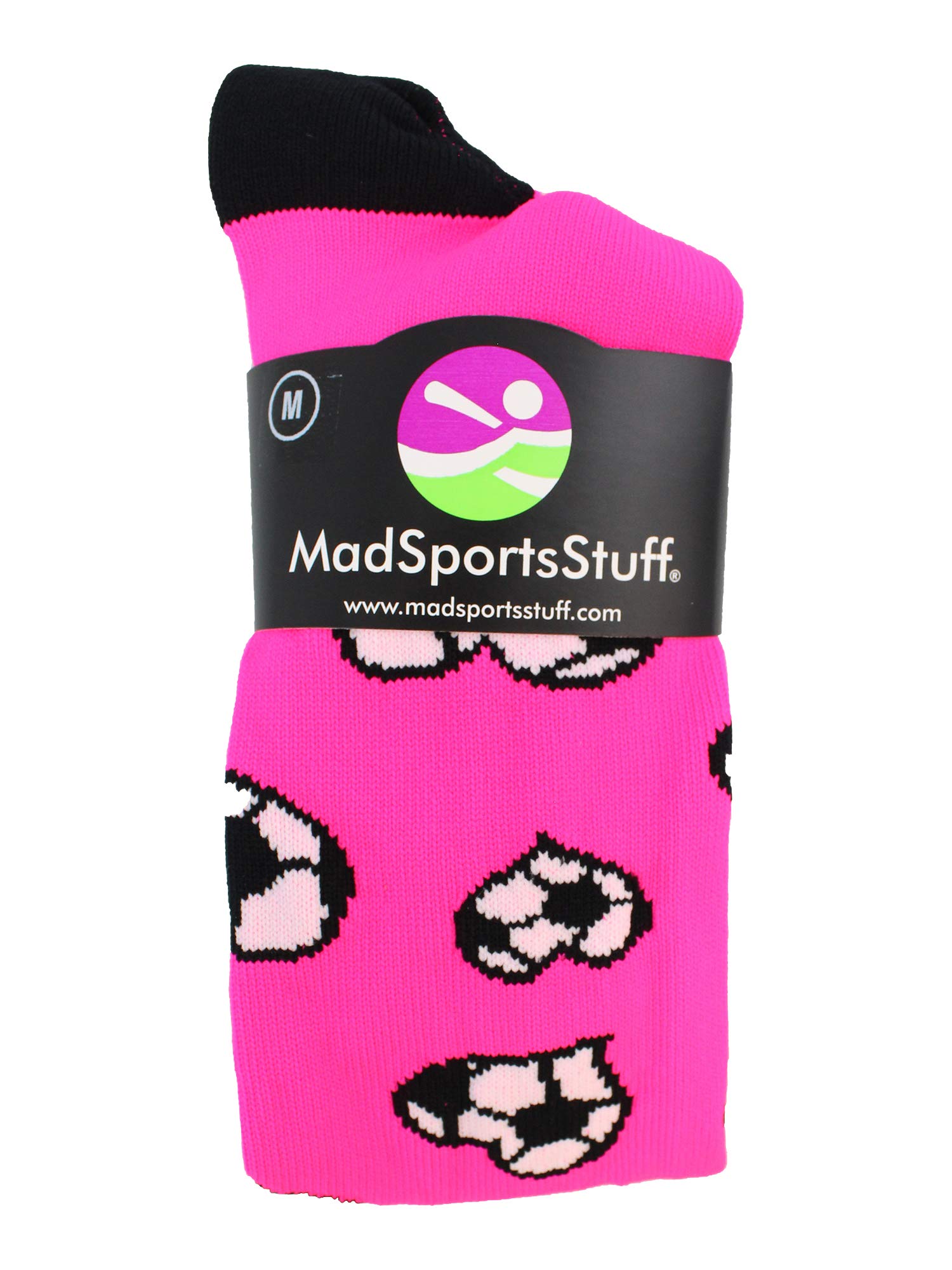 MadSportsStuff Love Soccer Hearts Socks Over the Calf (Neon Pink Small)