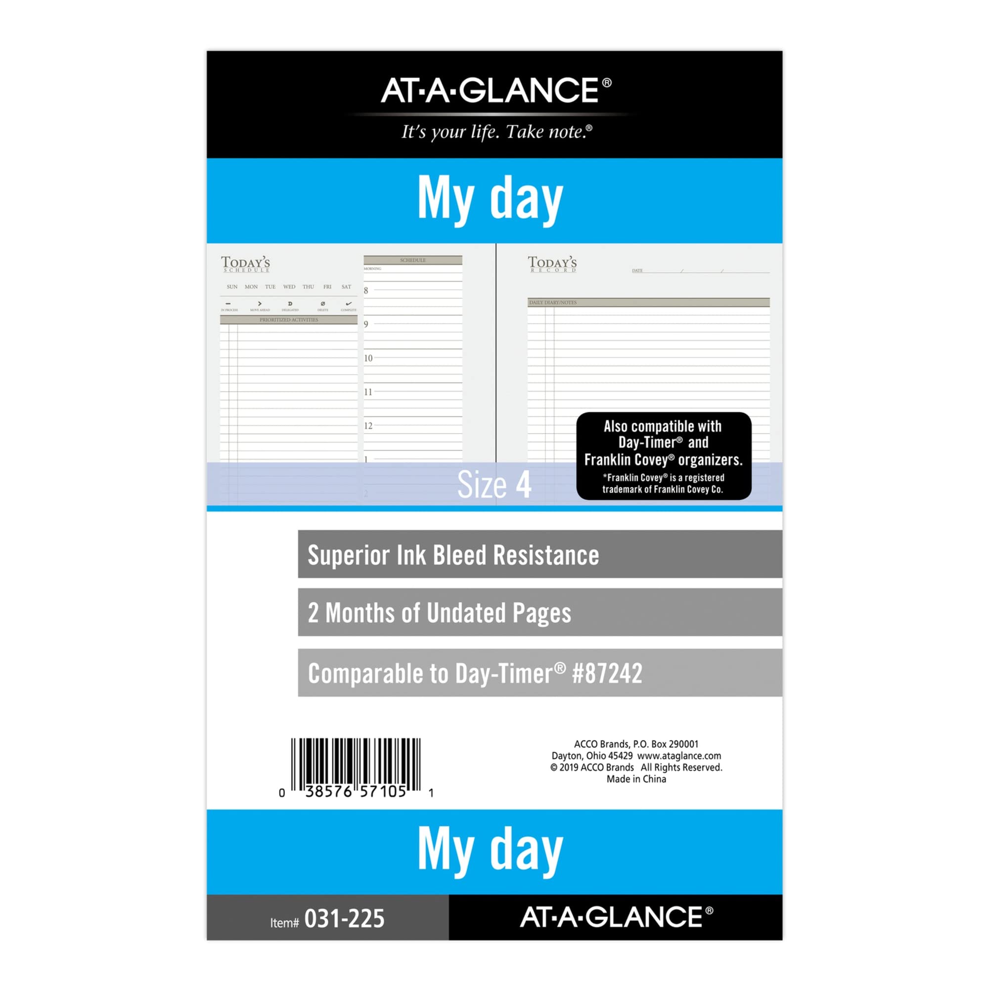 at-A-Glance Daily Planner Refill, 87242 Day-Timer, 2 Months, Undated, Size 4, 5-1/2" x 8-1/2" (031-225)