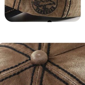 Mens Baseball Cap Vintage Cotton Washed Distressed Hats Eagle Adjustable Dad-Hat Black