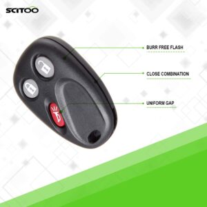 SCITOO 3 Buttons Key Fob Keyless Entry Remote Shell Case & Pad Replacement for 2001-2005 for Buick Lesabre 2003-2007 for Buick Rainier for Cadillac DeVille 1PC FCC 15132198B