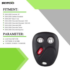 SCITOO 3 Buttons Key Fob Keyless Entry Remote Shell Case & Pad Replacement for 2001-2005 for Buick Lesabre 2003-2007 for Buick Rainier for Cadillac DeVille 1PC FCC 15132198B