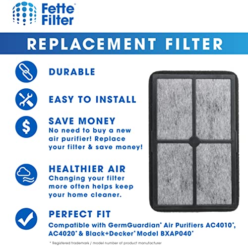 Fette Filter - FLT4010 Replacement Filter Compatible with GermGuardian Filter A for Models AC4010 & AC4020 Series and Black + Decker Model BXAP040 Air Purifiers - Pack of 2