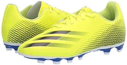 adidas Boy's X GHOSTED.4 Soccer Shoe, Solar Yellow/Black/Team Royal Blue, 5.5 Big Kid