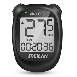 meilan m3 mini gps bike computer, wireless cycling computer bike odometer bicycle speedometer and odometer waterproof bicycle computer with lcd backlight & multi-functions for road bike mtb