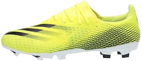 adidas Men's X GHOSTED.3 Soccer Shoe, Solar Yellow/Black/Team Royal Blue(Firm Ground), 8.5