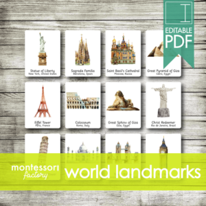 world architecture landmarks • montessori cards • flash cards • three part cards