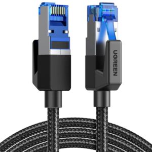 ugreen cat 8 ethernet cable 6ft, high speed braided 40gbps 2000mhz network cord cat8 rj45 shielded indoor heavy duty lan cables compatible for gaming pc ps5 xbox modem router 6ft