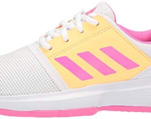 adidas Courtjam X Tennis Shoe, White/Screaming Pink/Acid Orange, 3.5 US Unisex Little Kid