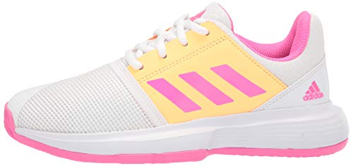 adidas Courtjam X Tennis Shoe, White/Screaming Pink/Acid Orange, 3.5 US Unisex Little Kid