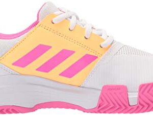 adidas Courtjam X Tennis Shoe, White/Screaming Pink/Acid Orange, 3.5 US Unisex Little Kid