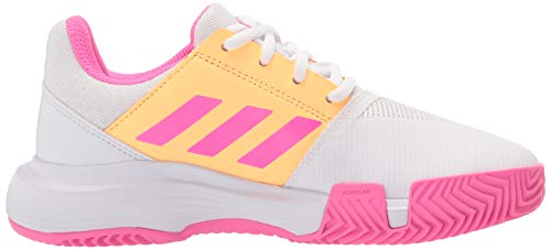 adidas Courtjam X Tennis Shoe, White/Screaming Pink/Acid Orange, 3.5 US Unisex Little Kid