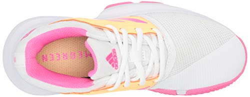 adidas Courtjam X Tennis Shoe, White/Screaming Pink/Acid Orange, 3.5 US Unisex Little Kid