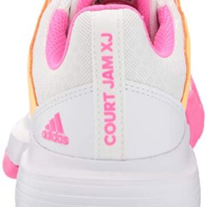 adidas Courtjam X Tennis Shoe, White/Screaming Pink/Acid Orange, 3.5 US Unisex Little Kid