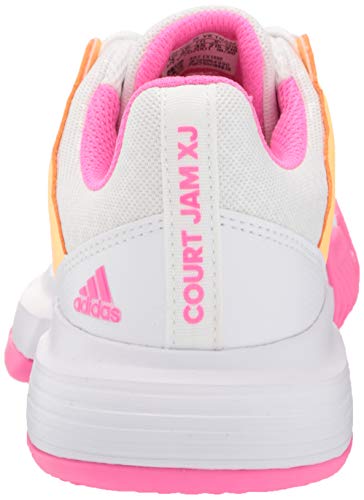 adidas Courtjam X Tennis Shoe, White/Screaming Pink/Acid Orange, 3.5 US Unisex Little Kid