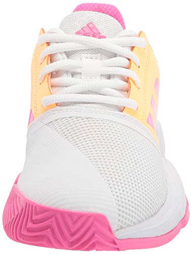 adidas Courtjam X Tennis Shoe, White/Screaming Pink/Acid Orange, 3.5 US Unisex Little Kid